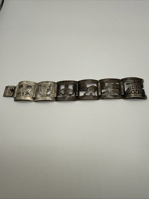 OL PERU STERLING PERUVIAN NATIVE DESIGNS PANEL BRACELET FINE SIGNED 925 ...