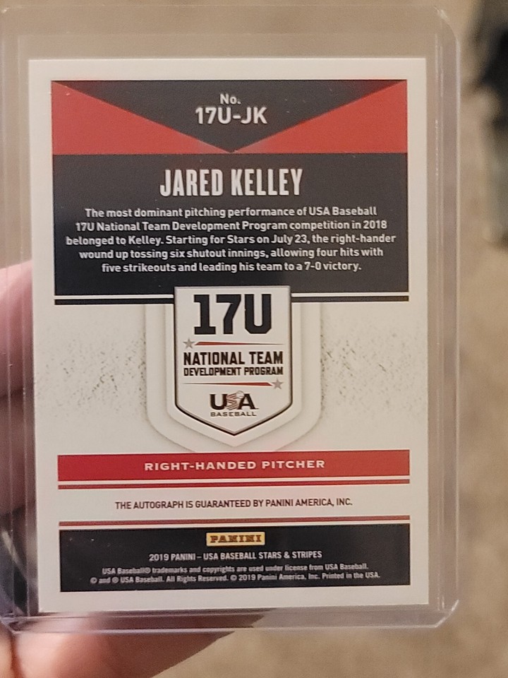 💥Jared Kelley💥 2019 Stars & Stripes 17U National Team Auto /499 💥WHITE ...