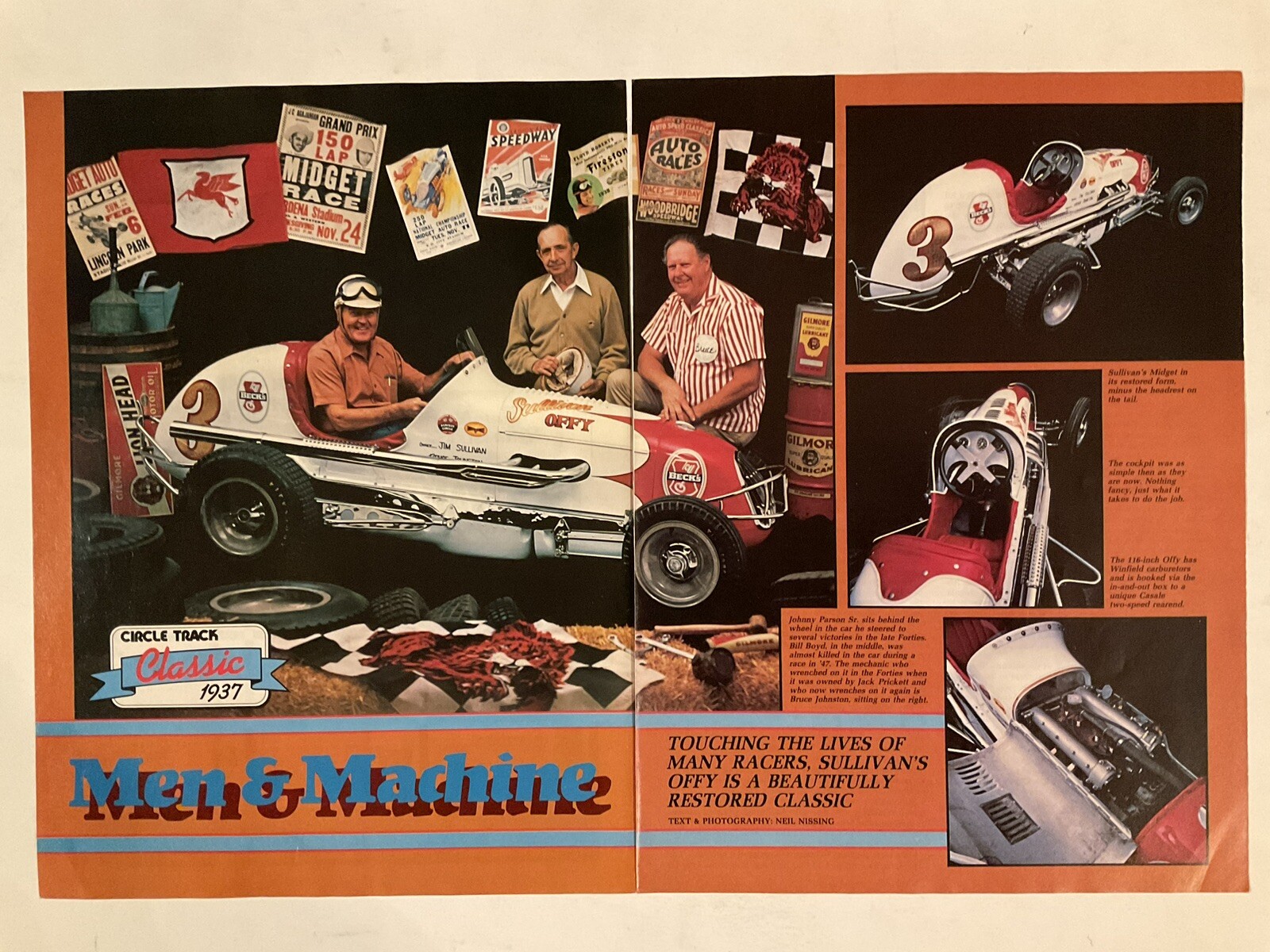 37 Offy Midget Race Car Men And Machine Johnny Parson 3pg 1983 Print ...