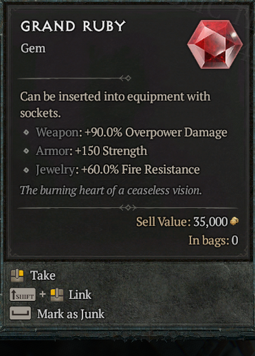Diablo 4 IV Season 6 S6⭐Grand Gems⭐1x Grand Ruby | eBay