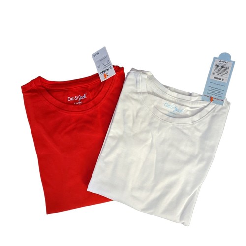 Cat & Jack 2 Shirts Red & White Long Sleeve Size S 6/6X Girls NEW WITH ...