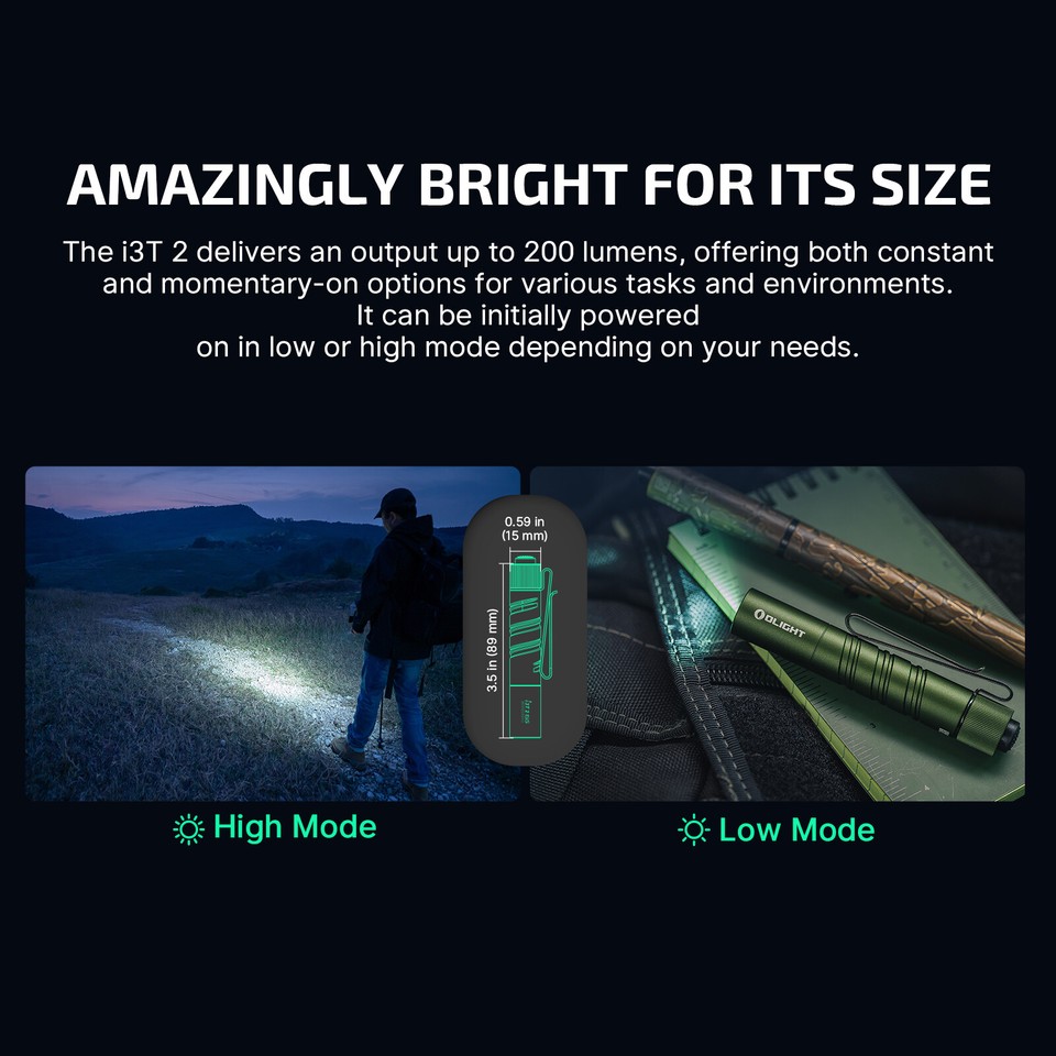 Olight i3T 2 EOS Small EDC LED Flashlight AAA Battery 200 Lumens IPX8 ...