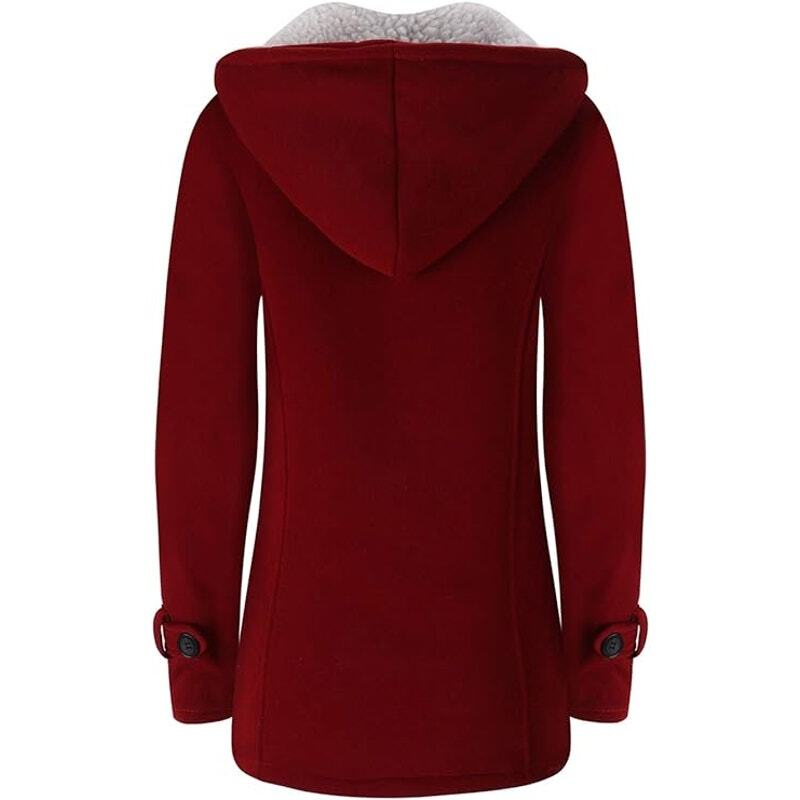 JiangWu Fleece Linned Horn Button Jacket in Red, Size XXL | eBay