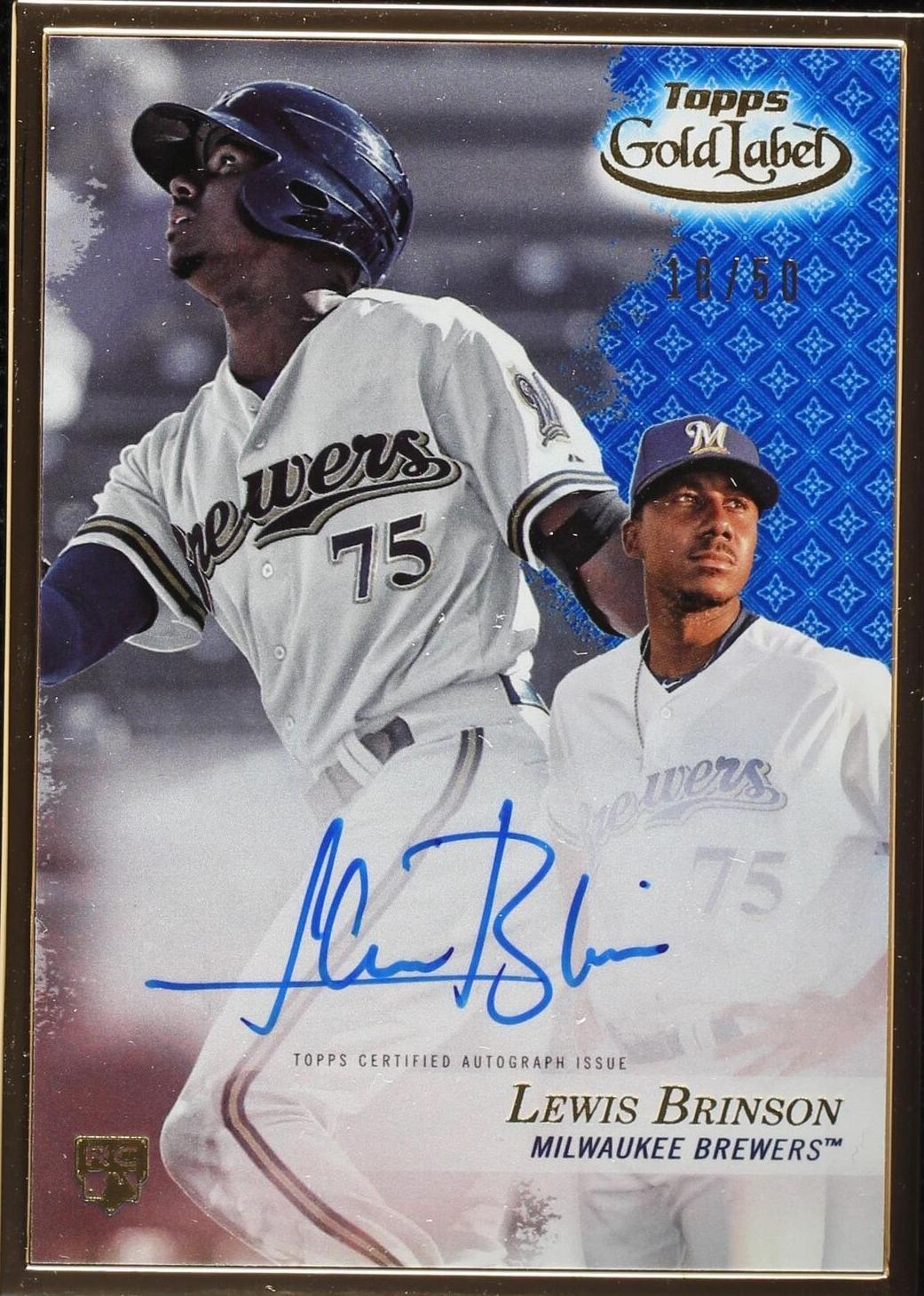 2017 Topps Gold Label - Gold Framed Autographs Lewis Brinson #FA-LB ...
