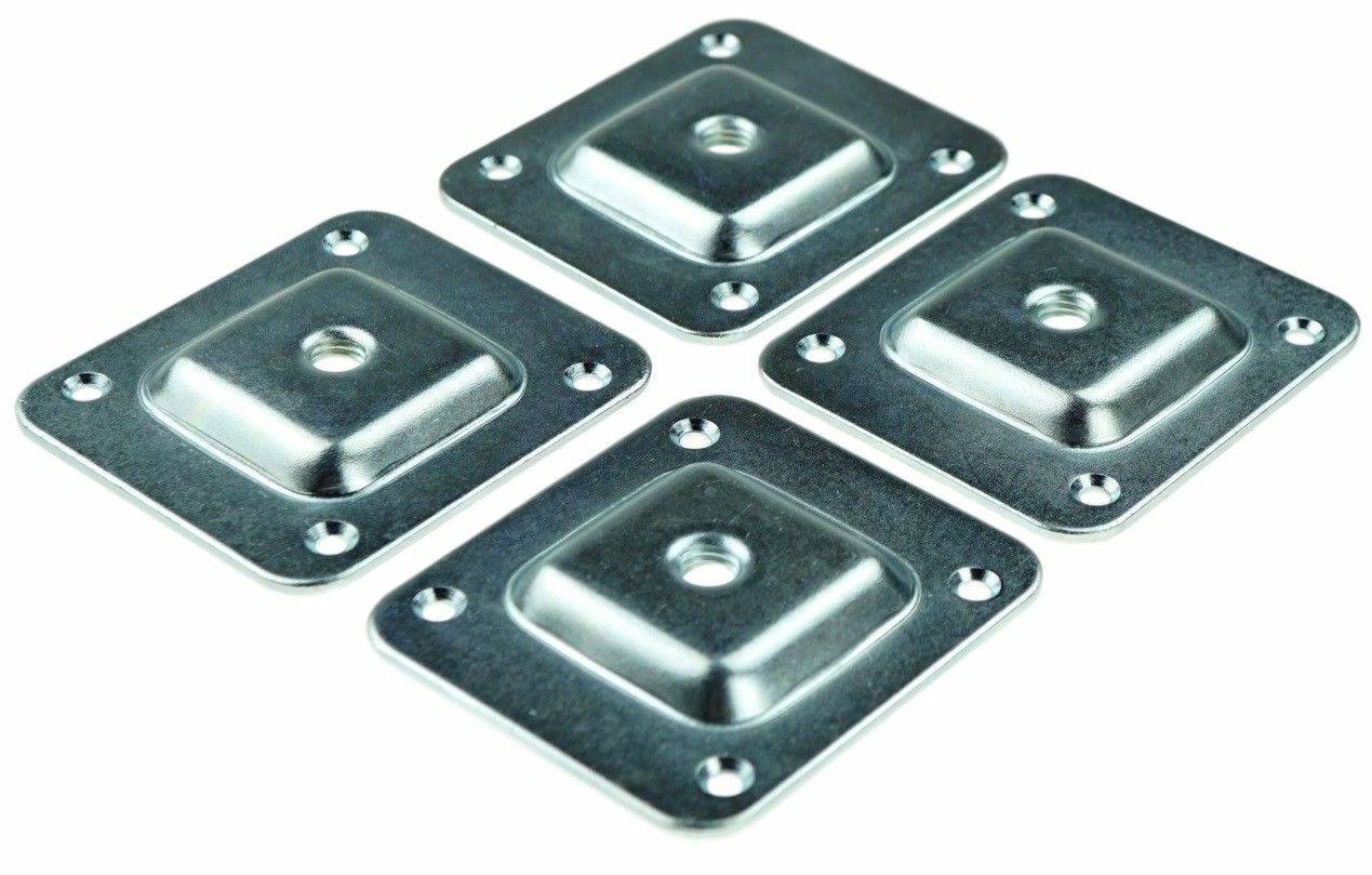 Set Of 4 Leg Fixing Mounting Plates Brackets Level Plates With M8 Metal ...