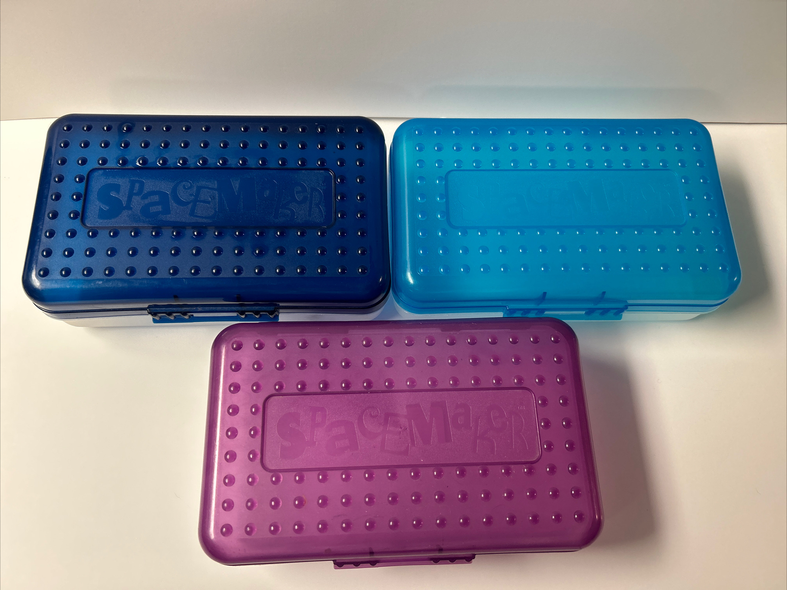 Spacemaker Pencil Storage Boxes VTG 1990s Blue Purple Two Tone Lot Of 3 ...