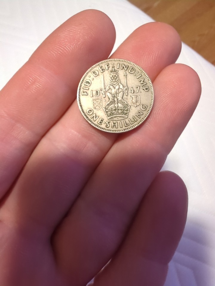 GEORGIVS VI D G BR OMN REX ONE SHILLING 1947 COIN FID DEF IND IMP RARE ...