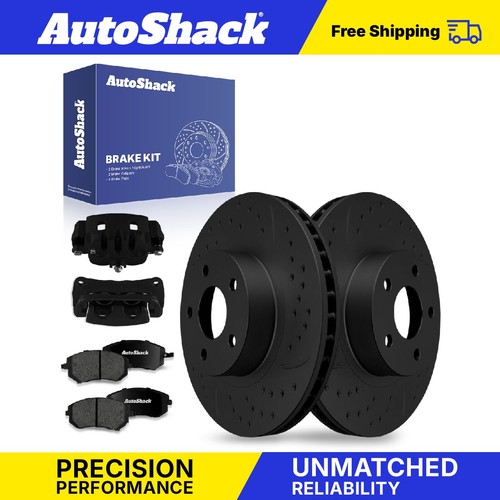 Front Drilled Brake Rotors Premium Ceramic Pads Calipers Black for ...