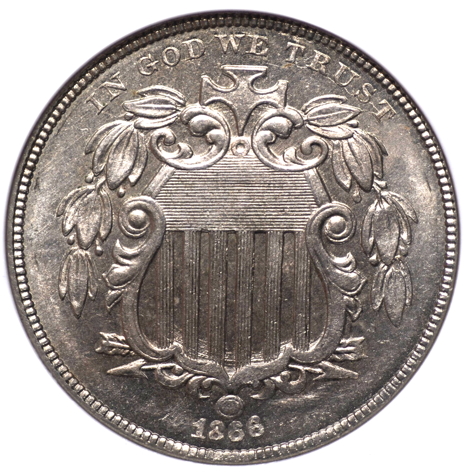 1866 WITH RAYS SHIELD NICKEL NGC VERY CHOICE MS 63 AN ...