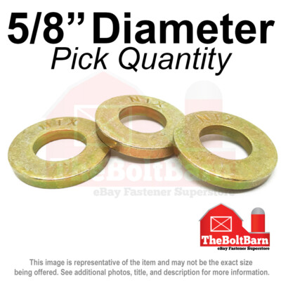 5/8" SAE Extra Thick Flat Washers Grade 8 Steel Zinc Yellow (Pick ...