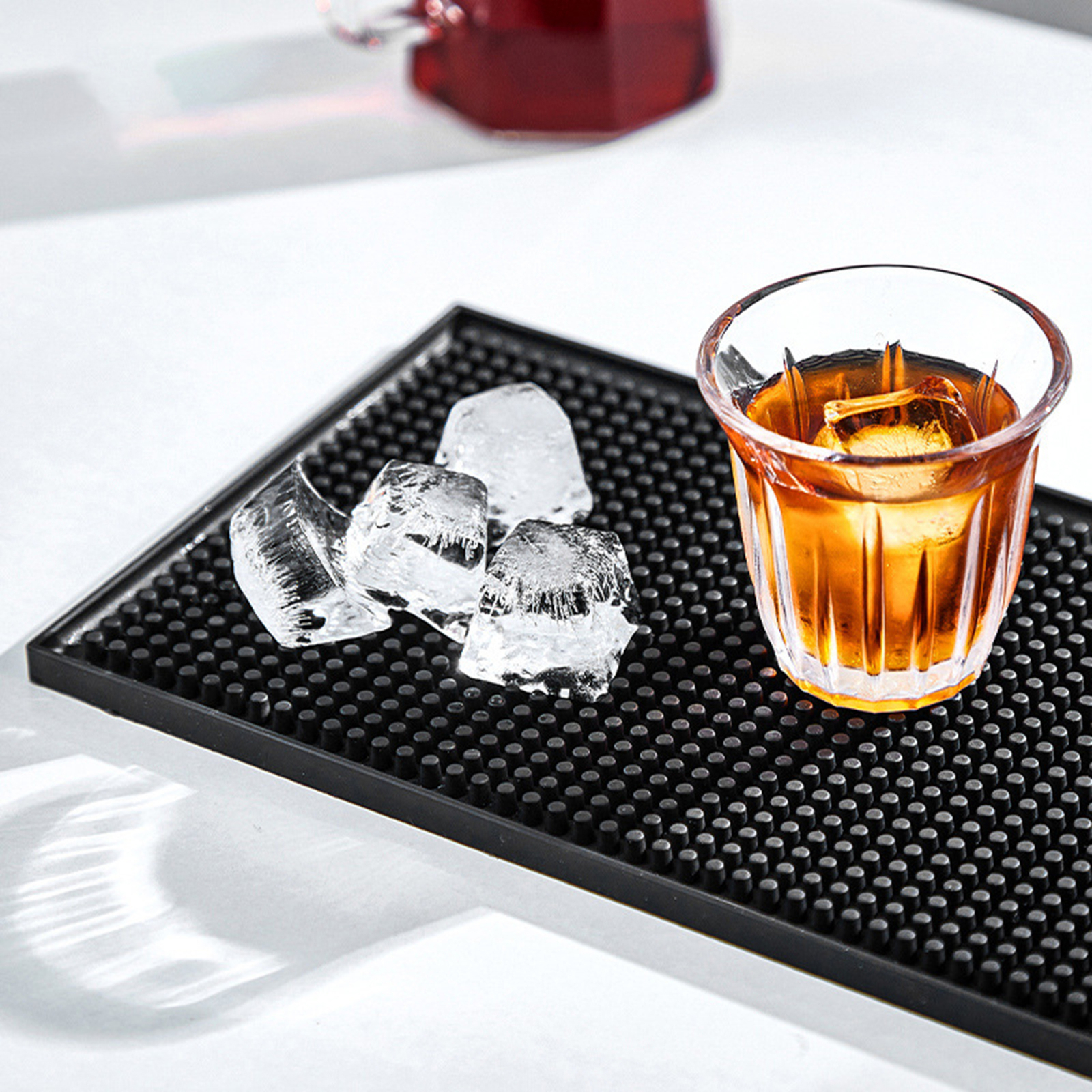 Glass Table Mat Non-slip Quick Drainage Rectangular Rubber Bar Mat ...