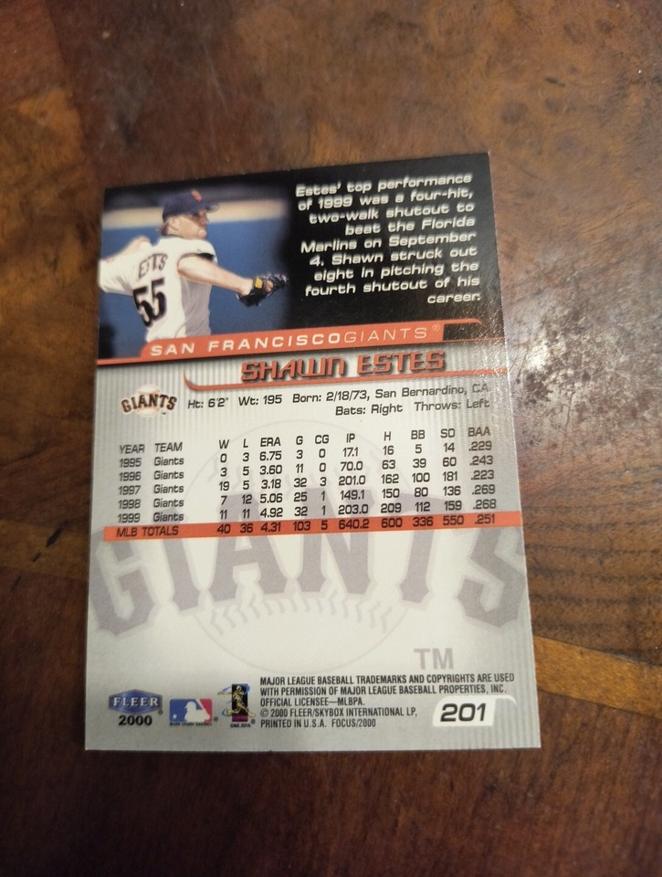 SHAWN ESTES 2000 FLEER FOCUS #201 FREE SHIPPING | eBay