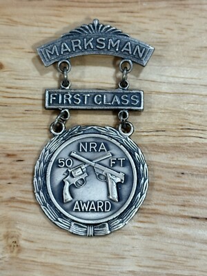 Vintage NRA Marksman First Class 50 FT Qualification Medal Award ...