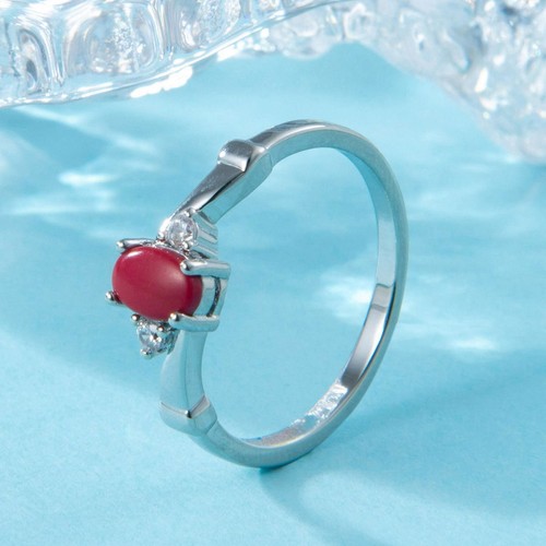 Hawaiian Beach Red Coral Rings Sliver Fire Coral Rings For Women Girls ...