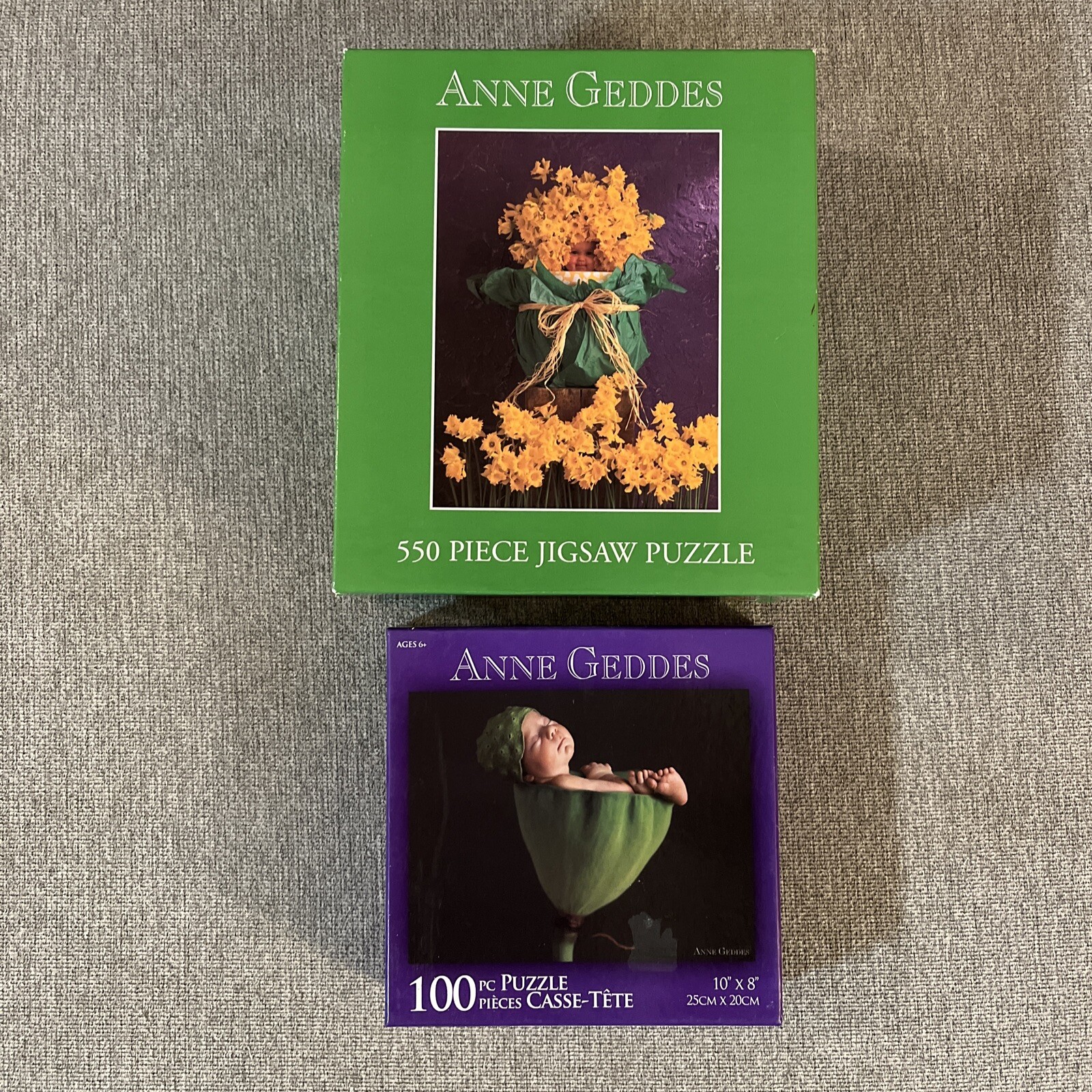 Set of 2 Anne Geddes Puzzles-550pc Daffodils and 100pc Mini Green ...