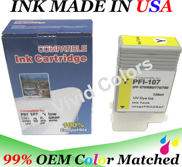 PFI107 New Compatible ink cartridge for Canon IPF785 Set of 6 2-MBK 1 ...