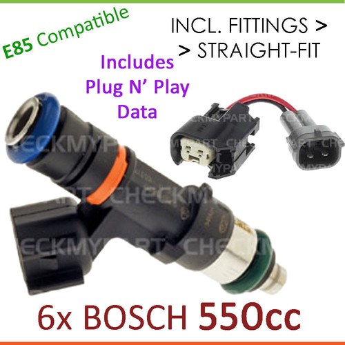 6x New * BOSCH * 550cc E85 Fuel Injector Set-up For Nissan Skyline R34 ...