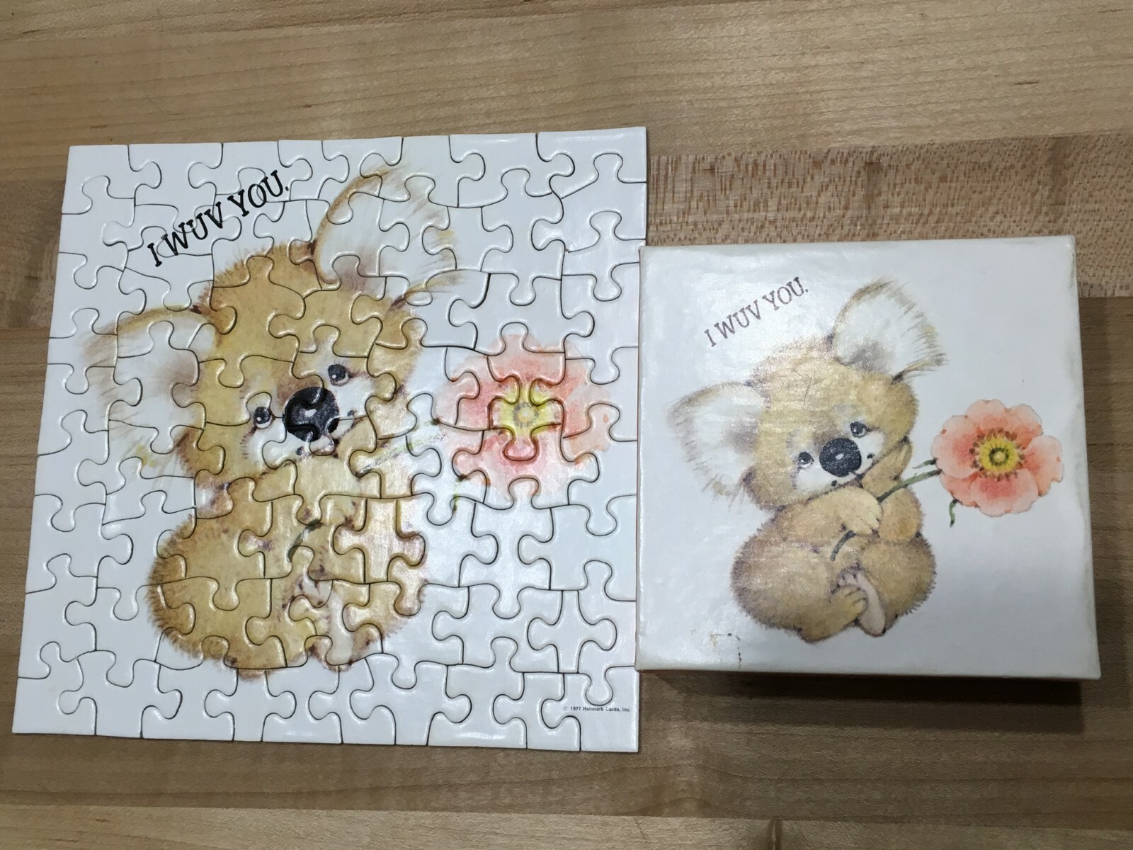 Vintage Springbok Mini Jigsaw Puzzle 1977 Hallmark Koala Bear I WUV YOU ...