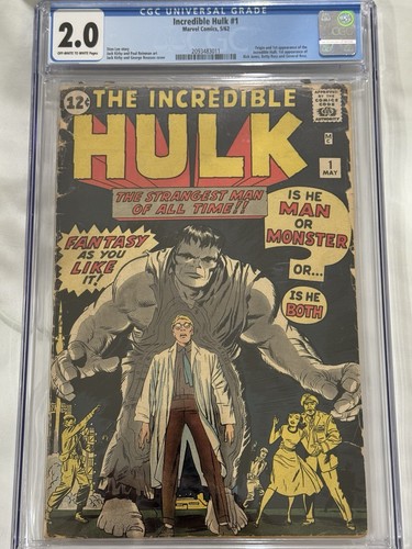 THE INCREDIBLE HULK #1 2.0 CGC 1962 First Appearance Of The Incredible ...