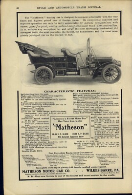 1906 PAPER AD CAR AUTO Matheson 40-45 H. P. 60-65 Automobile | eBay