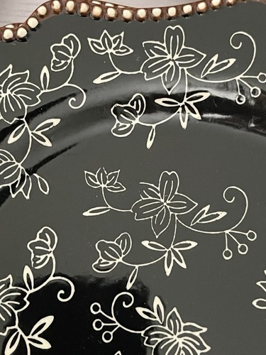 Temptations By Tara Lot Of 2 Black Floral Lace Scalloped Dinner Plates ...