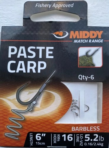 MIDDY HAIR CARP BARBLESS HOOKS TO NYLON paste carp use size in drop down box | eBay UK