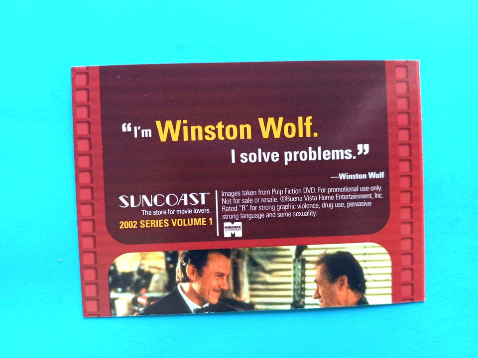 2002 SUNCOAST VIDEO QUENTIN TARANTINO PULP FICTION CARD WINSTON WOLF H ...