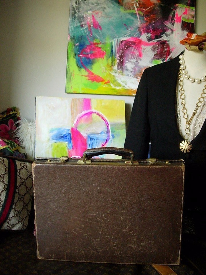 RARE Vintage GUCCI Leather Brief Tote Briefcase Hard Case Portfolio GG ...