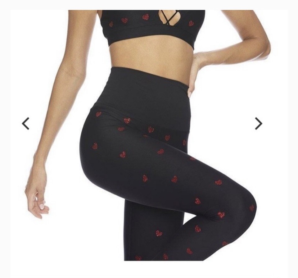 beach riot red Sparkle Heart legging (size Small) | eBay