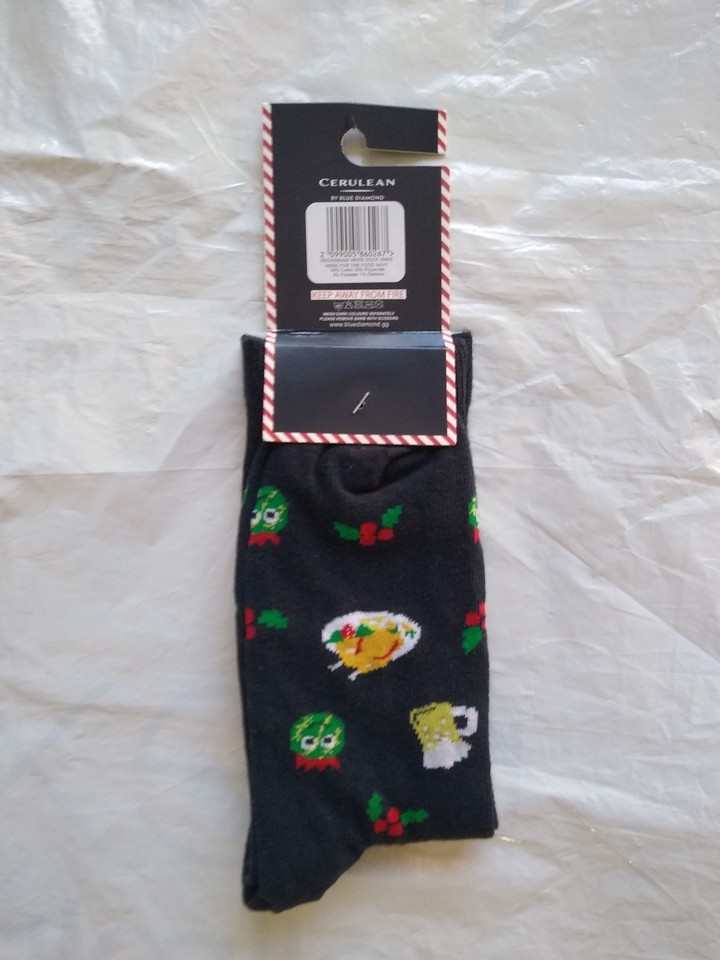 Asos Unisex Men's Christmas Pattern Navy Blue Socks 1 Pair Size 6-11 ...