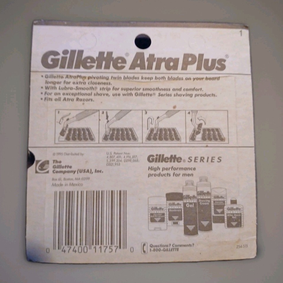 Vintage Original 90s Gillette Atra Metal Razor Handle With 17 Original ...