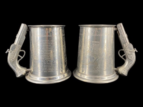 2 William Adams Pewter Tankards Beer Steins Unanimous Declaration 13 U ...