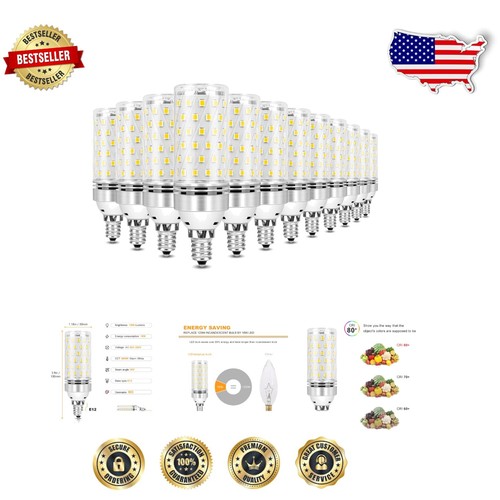 12-Pack of 16W E12 Base LED Bulbs - Soft White 3000K, Ideal for Home ...