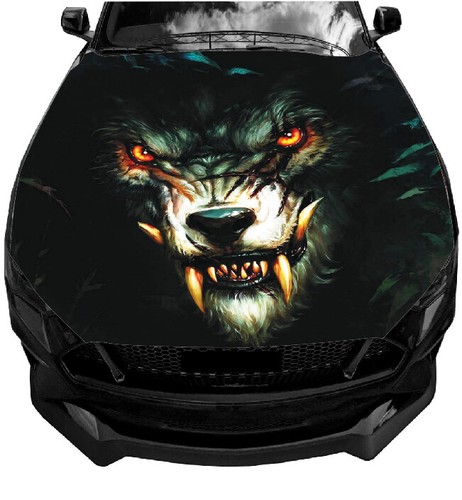 Angry Wolf Car Hood Wrap Decal Vinyl Sticker Full Color Graphic Fit Any ...