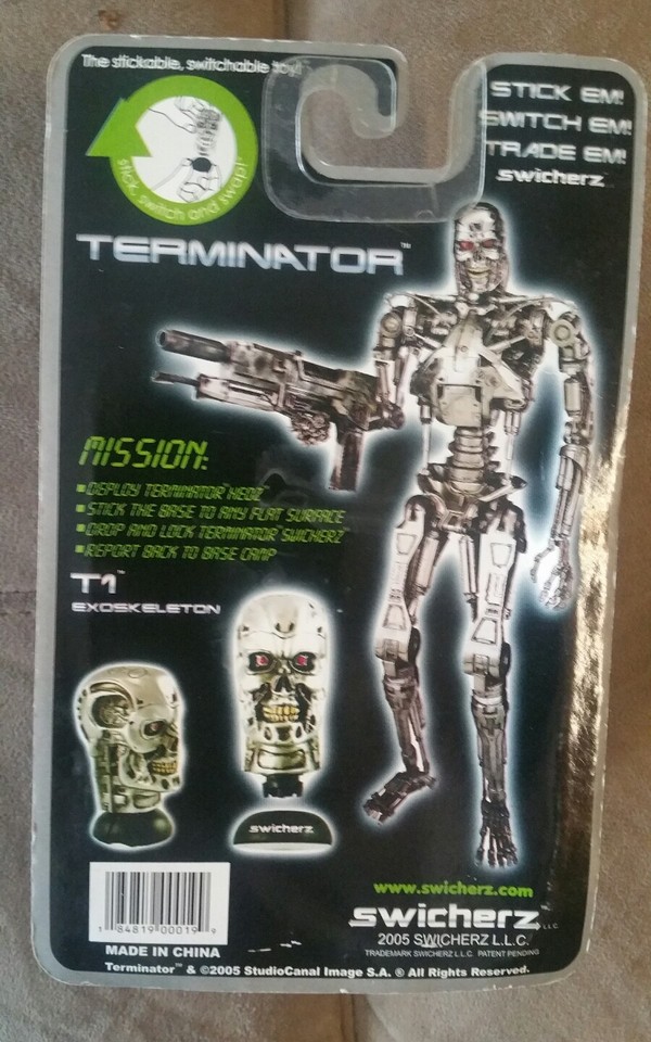 2005 Terminator T1 Exoskeleton Figure Head Swicherz Stickable Toy New ...