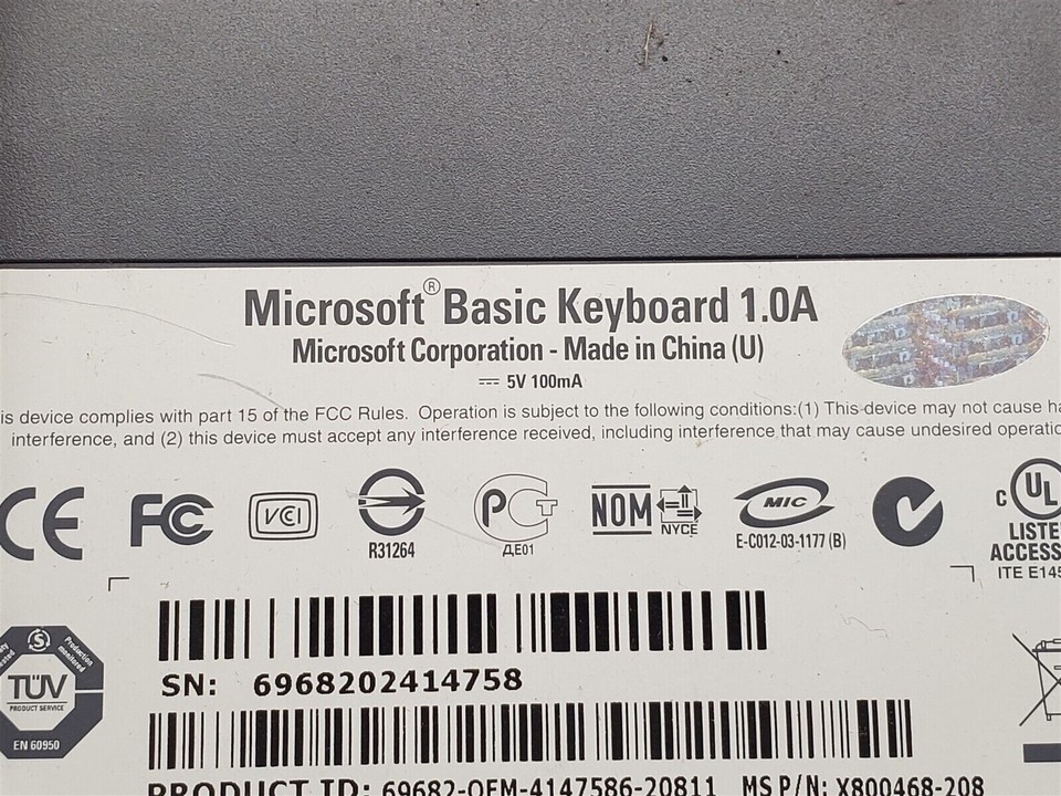 ⭐️⭐️⭐️⭐️⭐️ Microsoft Basic Keyboard 1.0A X811807-001 US Standard Wired PS/2 | eBay
