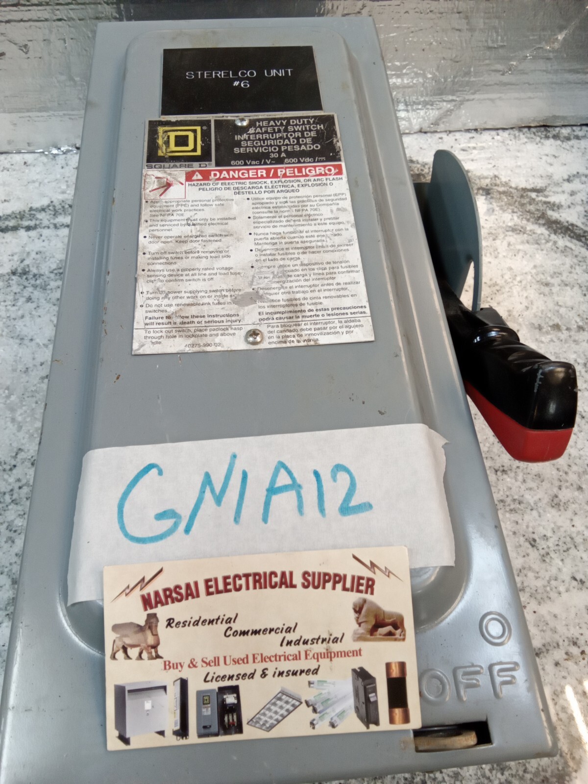 SQUARE D HU361 DISCONNECT ,30 AMP, 600VA3PH ,NON-FUSIBLE, 1R, W/9007CO3(GN1A12 | eBay