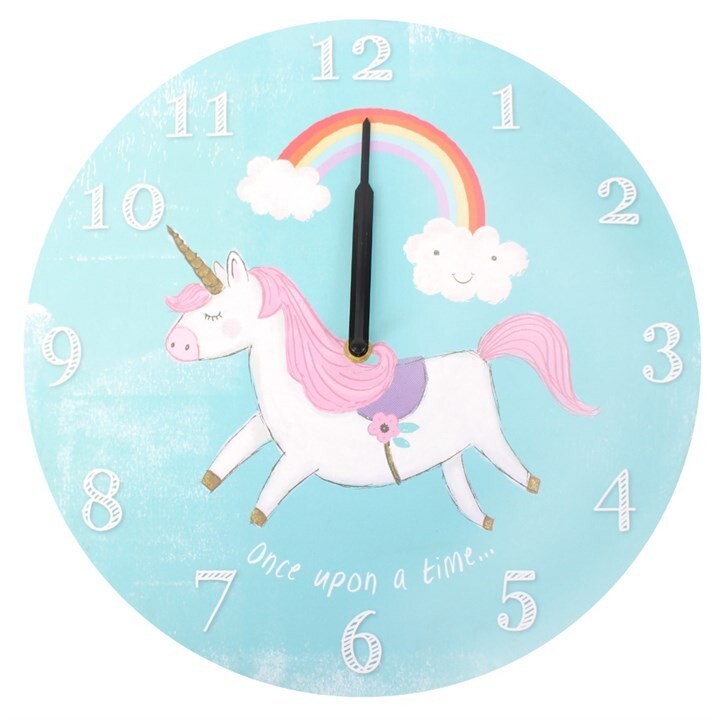 Unicorn Wall Clock Ernie the Unicorn "Once Upon a Time" 34cm Bedroom ...