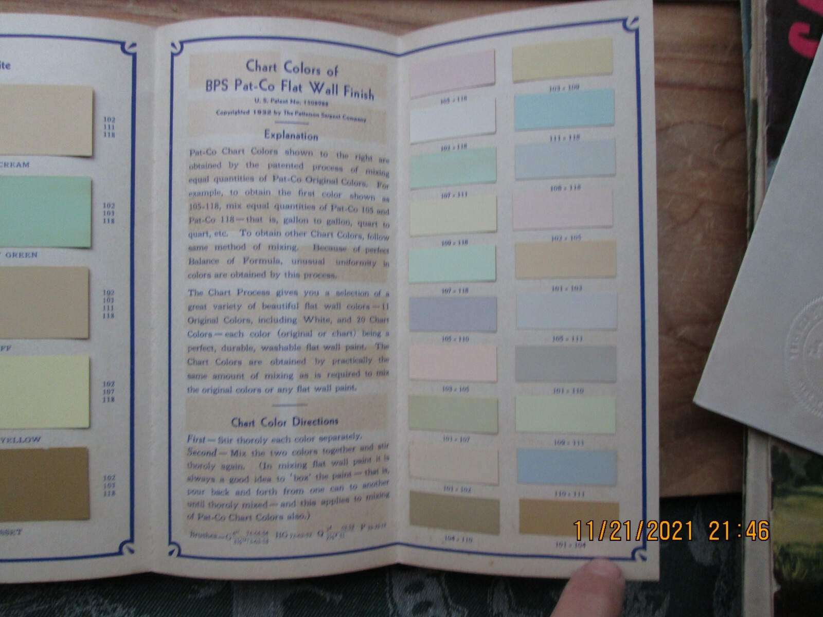 bps paint sample patterson-sargent paint colors chip brochure | eBay