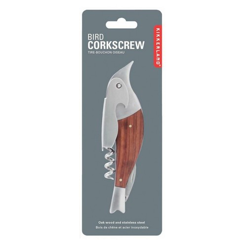 Kikkerland Bird Corkscrew Rosewood Stainless Steel Quirky Kitchen ...