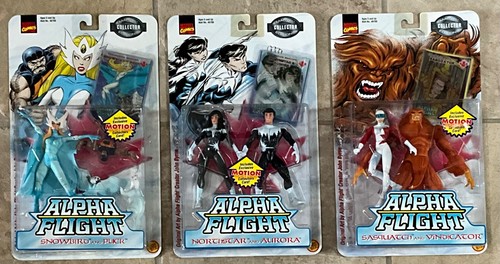 MARVEL ALPHA FLIGHT COMPLETE SET OF 3 CARDED ACTION FIGURES MOC 1999 ...