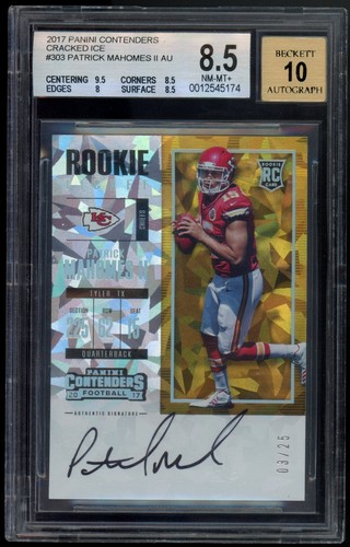 2017 Panini Contenders Patrick Mahomes CRACKED ICE /25 Rookie Auto RC ...