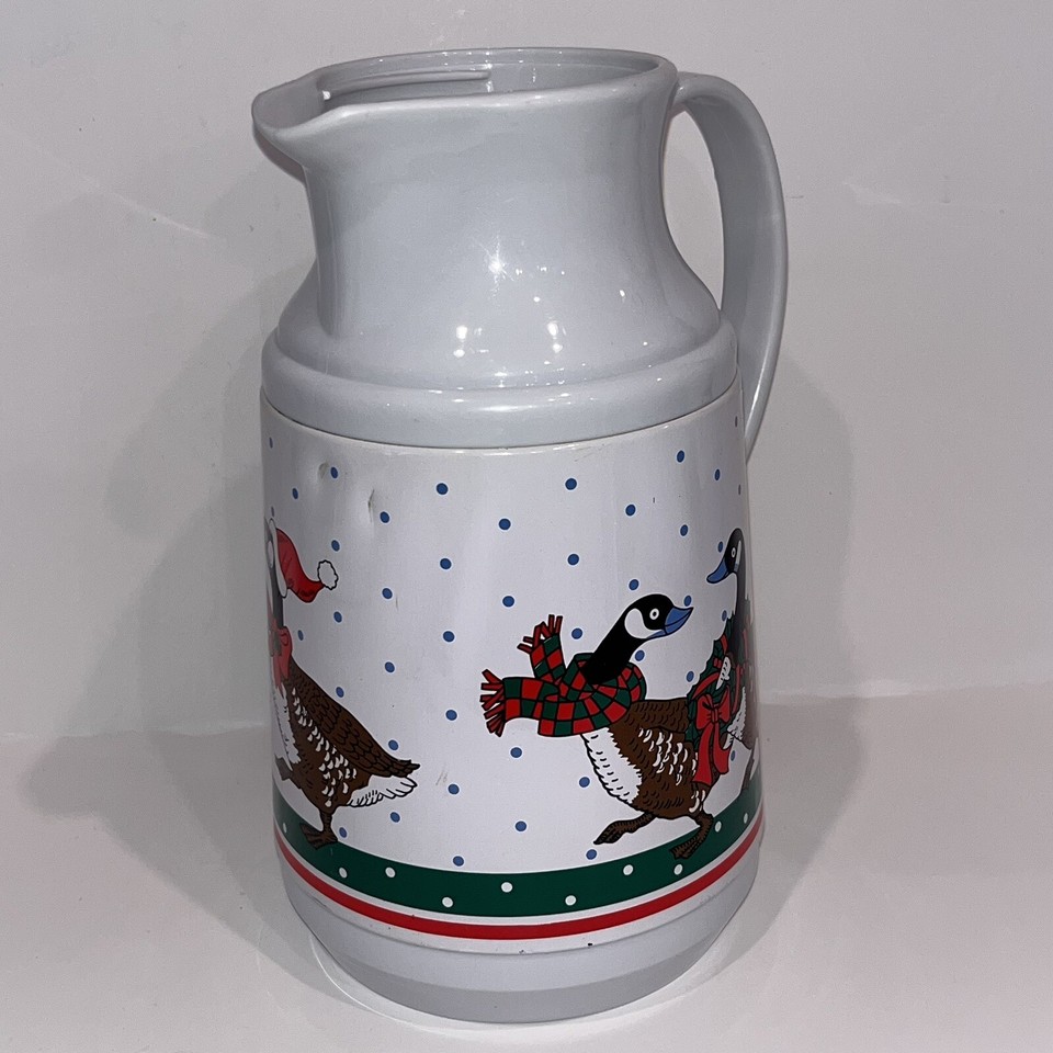 Vintage Pitcher Vase Goose Duck Christmas No Lid Cottage Granny Core ...