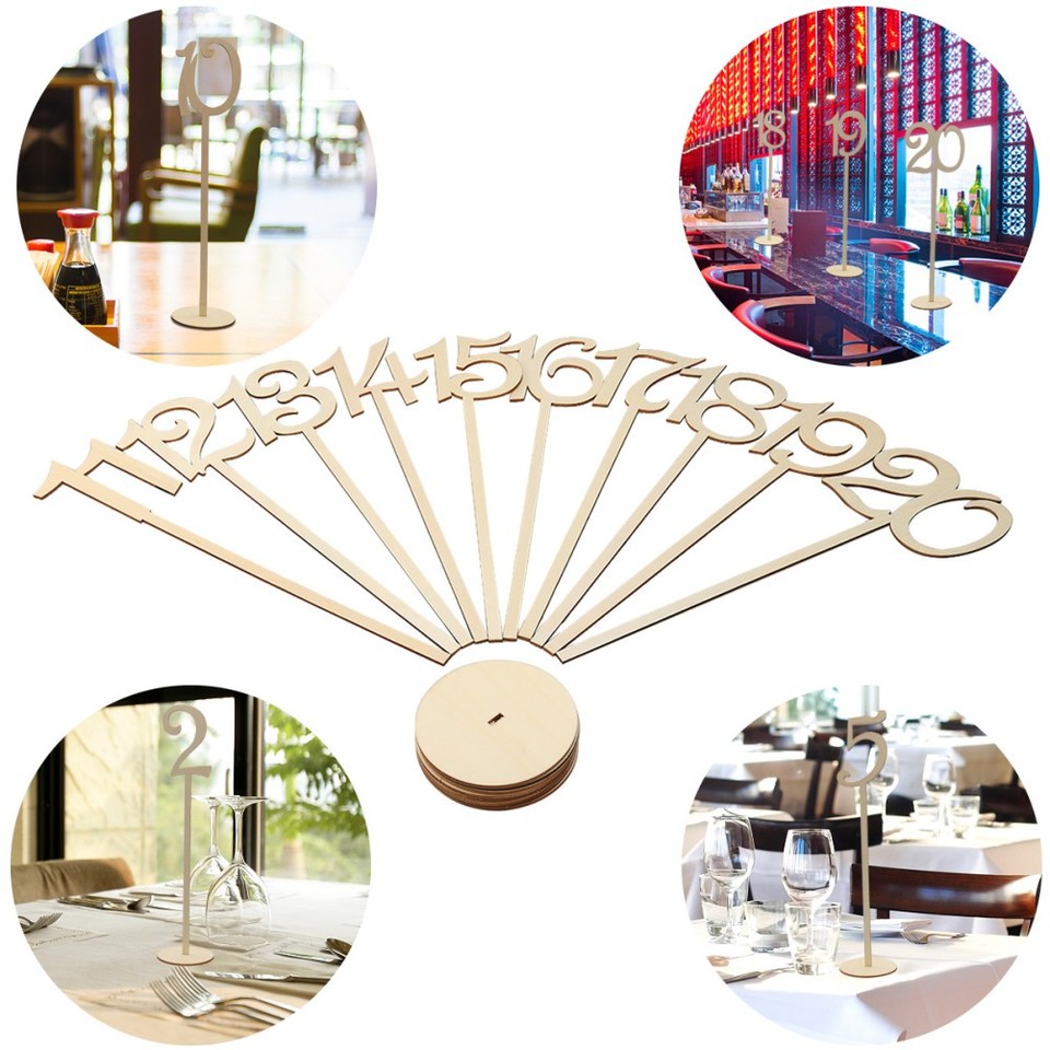 20 Pcs Wooden Table Numbers With Holder Base For Wedding Or Home ...