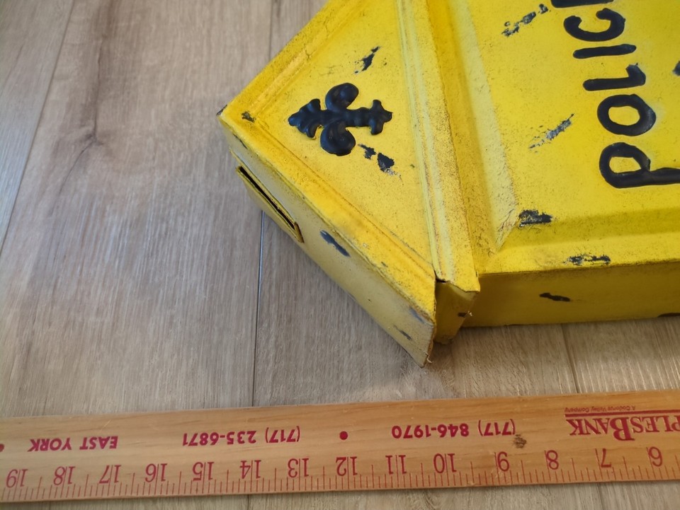 Quirky Yellow Metal "Police Telephone" Letter Mail Card Box Wall Decor ...
