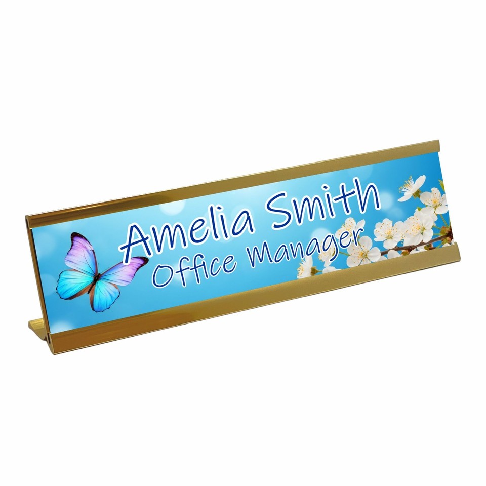 Office Desk Sign Name Plate Holder Custom Plaque Work Office Home ...