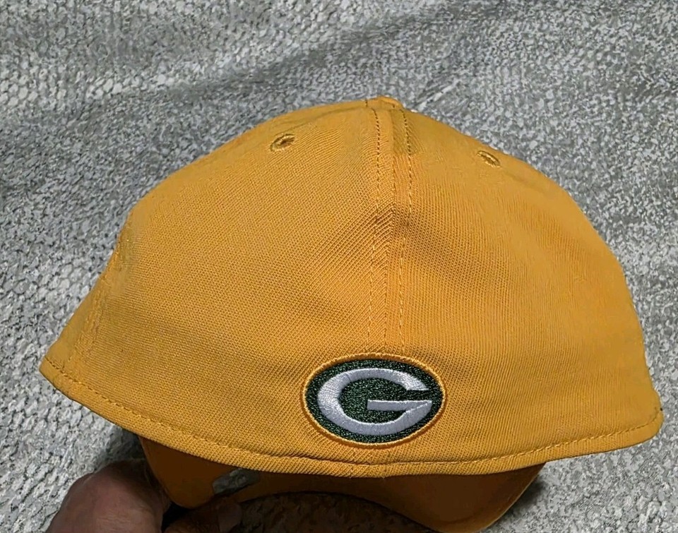 Green Bay Packers Team Reebok flex fitted hat S/M Gold Yellow Brand New ...