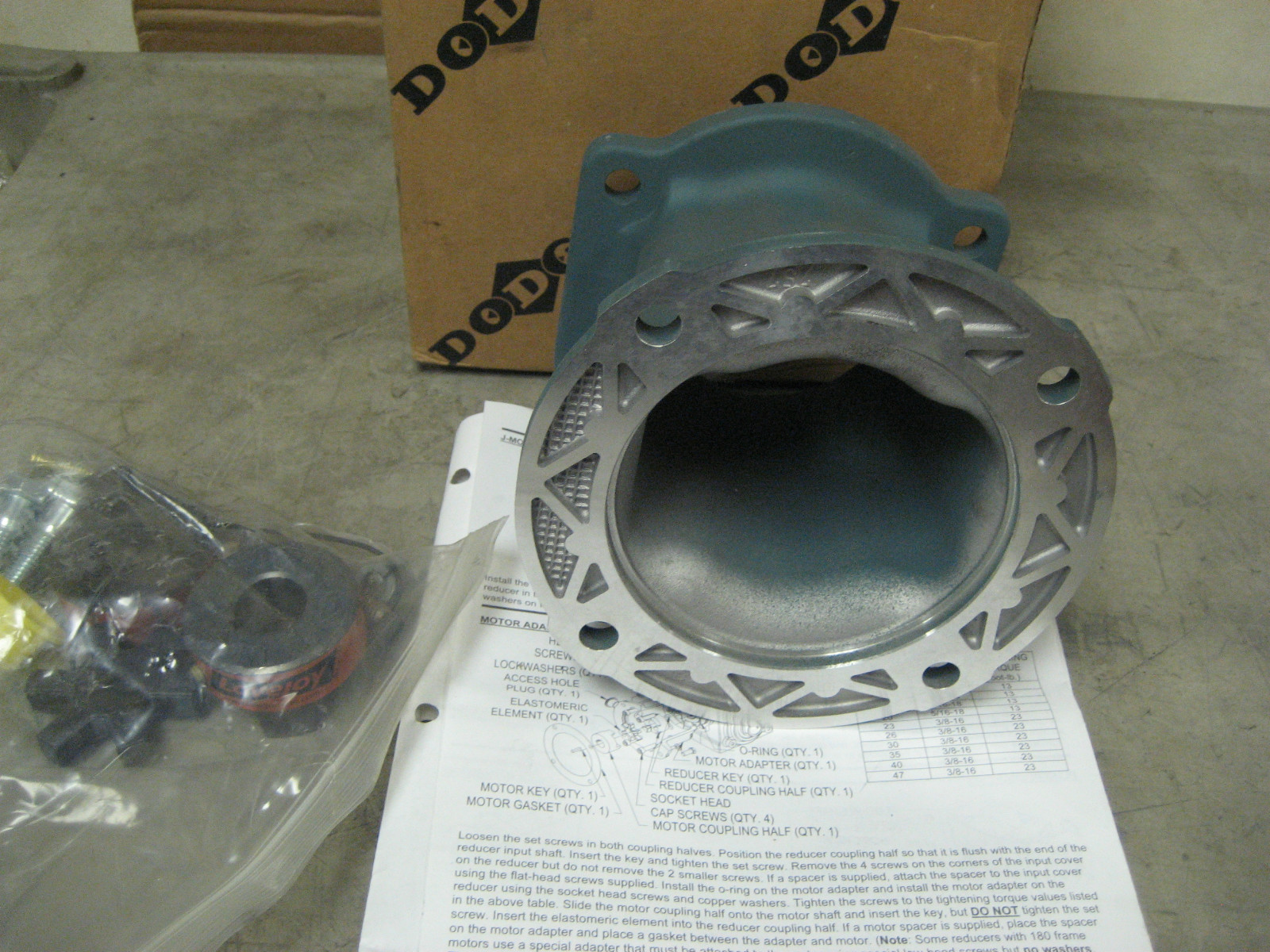 DODGE GEAR REDUCER MOTOR ADAPTER WITH COUPLING MODEL# 35/14 MOUNTS ...