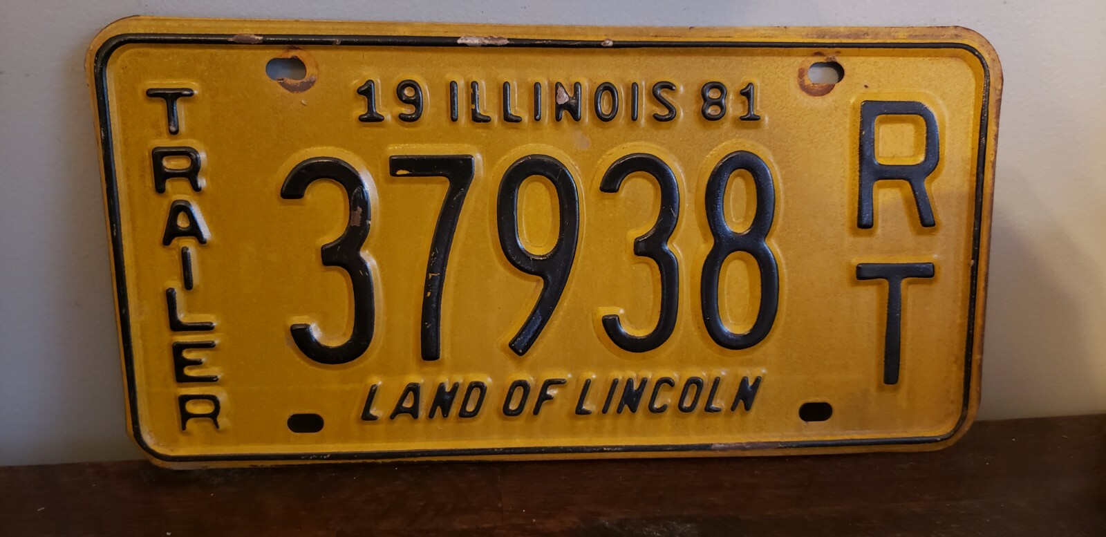 1981 Original ILLINOIS Land of Lincoln Trailer License Plate 37938 RT ...