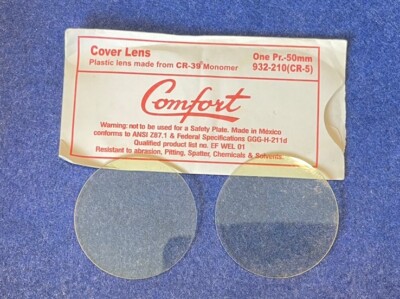 5 Pair Welding Plastic Clear Cover Lens Goggles CR-39 50mm - NOS ...